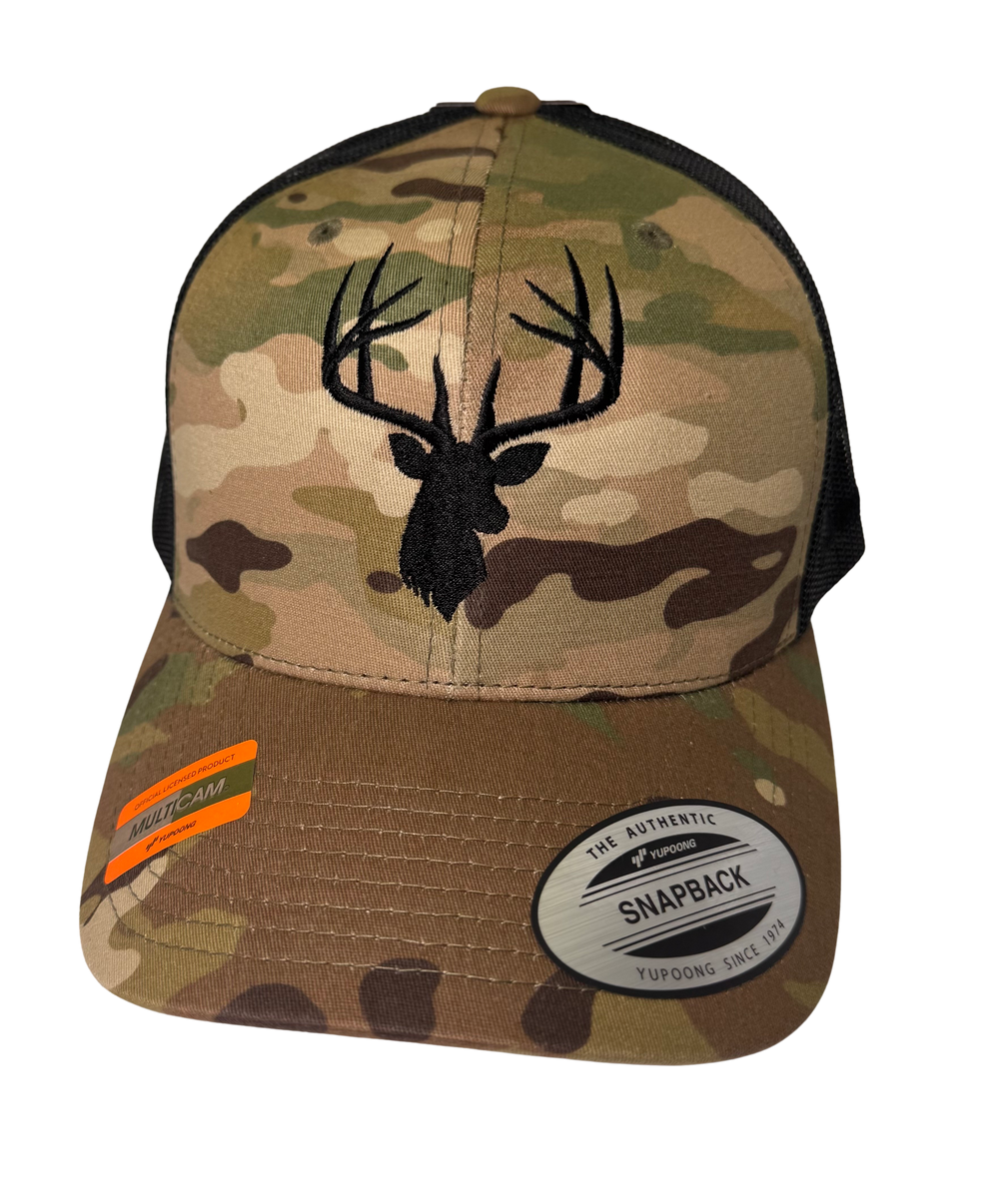 Multicam trucker cap with black mesh and black embroidered logo – Easy Vanes