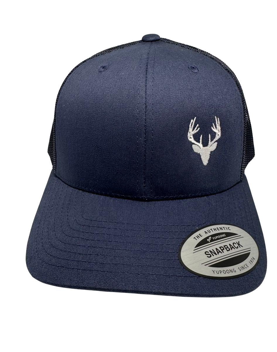 Navy Trucker cap with small embroidered logo – Easy Vanes